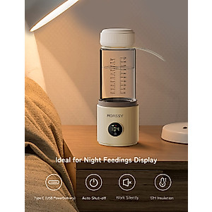 Momssy Portable Bottle Warmer for Travel, Baby Bottle Warmer for Breastmilk Formula, Smart Temperature Control, Travel Bottle Warmer for Baby Brew, Milk Warmer for Baby USB Rechargeable, Auto Shut-Off
