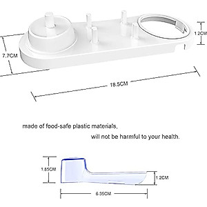 Electric Toothbrush Holder with 1 Charging Stand Slot, 1 Toothbrush Stand and 4 Toothbrush Head Stands + 4 PCS Toothbrush Head Covers for Oral B