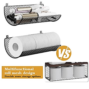 2+2 Wood Floating Shelves for Wall Decor,Bathroom Shelf Over Toilet with Hair Tool Organizer,Curling Iron Holder Wall Mounted,Bathroom Organizer for Hair Straighteners,Curling Wands，Toilet Paper