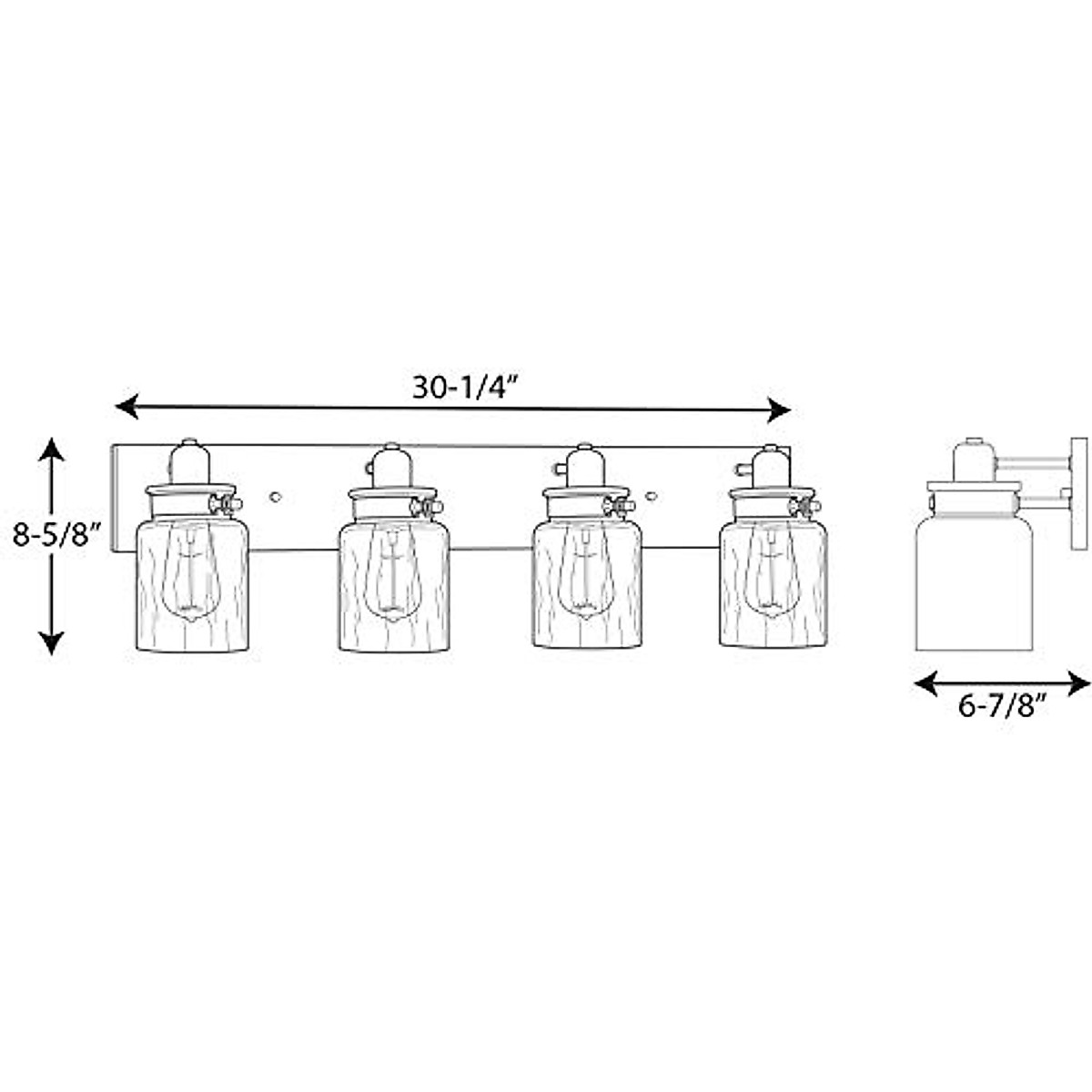 Calhoun Collection 4-Light Clear Glass Farmhouse Bath Vanity Light Antique Bronze