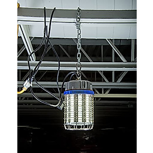 Bergen Industries Inc K5100 100-Watt Temporary High Bay LED Luminaire Plug-in Work Light, 13000LM, 5000K, Stainless Steel Cage,Blue