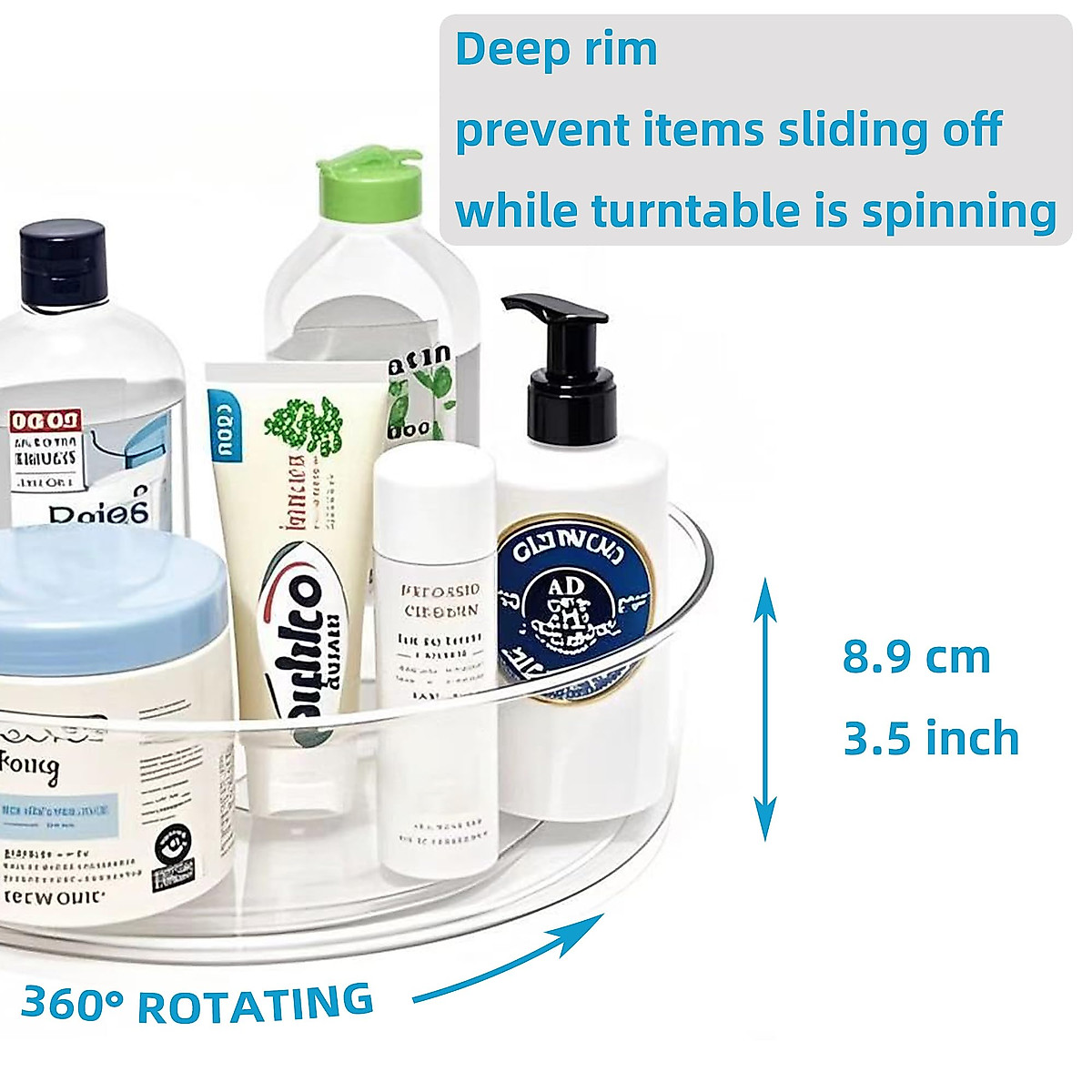 YCLADEC 4 Pack Lazy Susan 11.5" Inch Turntable Organizer Organization Storage Container Bins Spice Rack Cabinet Rotating Condiment for Pantry Countertop Kitchen Vanity Bathroom Jewelry Holder Clear