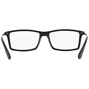 Ray-Ban RX7021 Mathew Rectangular Prescription Eyeglass Frames, Rubber Black/Demo Lens, 55 mm