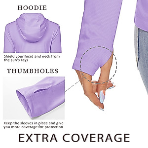 MAGCOMSEN Sun Hoodie Women UPF 50+ Long Sleeve UV Shirts Quick Drying Rash Guard Hiking Light Purple M