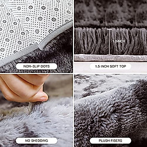 YOBATH Large Area Rugs 8x10 Feet for Living Room, Big Fluffy Shag Rug for Bedroom, Soft Fuzzy Shaggy Carpet Rugs for Kids Girls Boys Playroom Nursery Dorm Room Decor, Tie-Dyed Dark Grey