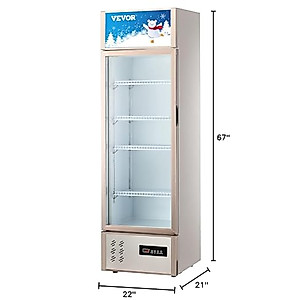 VEVOR Commercial Refrigerator,Display Fridge Upright Beverage Cooler, Glass Door with LED Light for Home, Store, Gym or Office, (8 cu.ft. Single Swing Door)