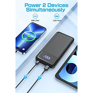 LILIO Portable Charger, 20000mAh Power Bank with Digital Display, 20W Fast Charging Battery Pack with USB C/USB A Output, Cell Phone Charger for iPhone 14/13 Samsung Pixel AirPods and More