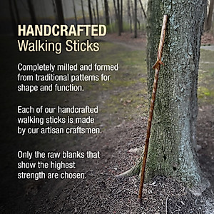Brazos Handcrafted Wood Walking Stick, Twisted Oak, Trekker Style Handle, for Men & Women, Made in the USA, Red, 48"