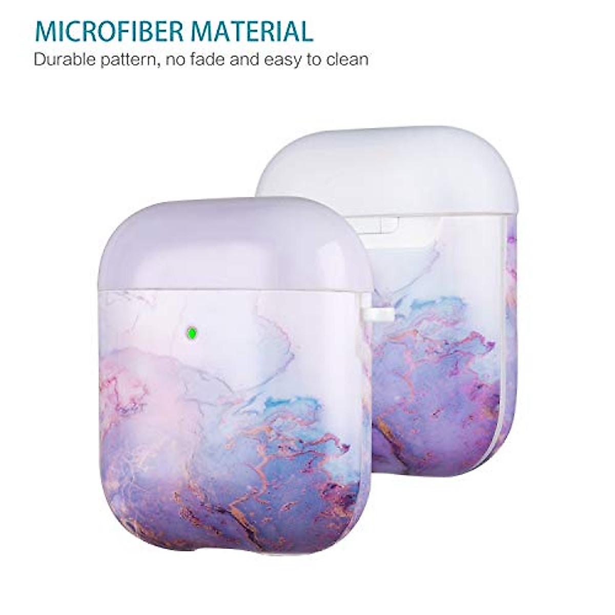 Airpods Case, Vimorco Portable Shockproof Hard Protective Case 5 in 1 Protective Cover Accessories for Airpods 1&2 Charging Case (Purple Marble)