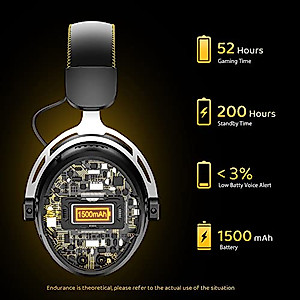 BINNUNE 2.4G Wireless Gaming Headset Headphones with Microphone for PS4 PS5 PC,Shining RGB,USB Gamer Headphones with Mic for Playstation 4|5,Bluetooth Mode for Switch,Durable Aluminum Frame