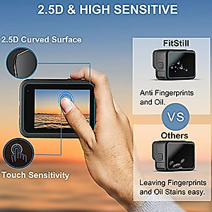FiTSTILL [6 PCS] Screen Protector for GoPro Hero 7(Only Black)/Hero HD(2018)/Hero 5/Hero 6, Ultra Clear Tempered Glass Screen Protector + Lens Protector + Lens Cap Cover Accessories