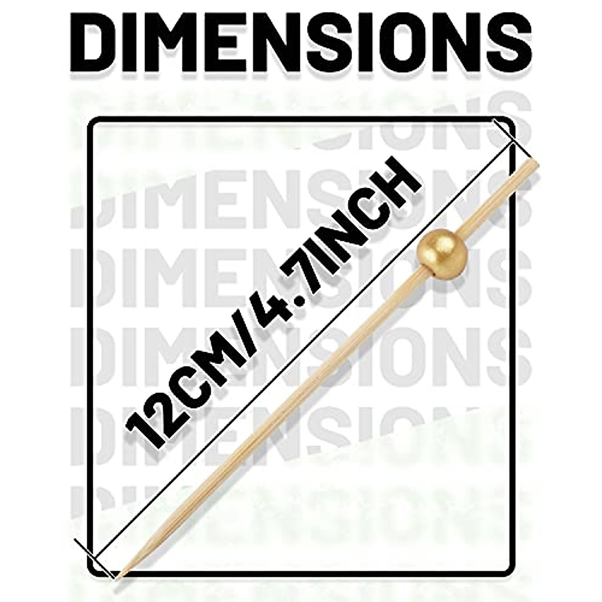 Gold Pearl Cocktail Picks, 200 Pcs Reusable Toothpicks for Appetizers, 4.7 Inch Handmade Bamboo Skewers for Party