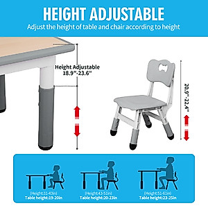 UNICOO Kids Table and Chairs Set, Height Adjustable Toddler Table and Chairs Set, Easy to Wipe Arts & Crafts Table, Suitable for Ages 2-10, Childrens Table and Chair Set (BY-60-MGY)