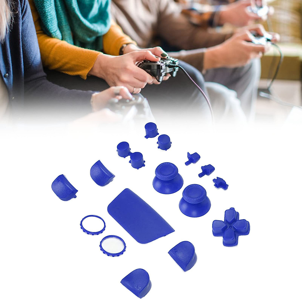 Key Replacement Shell, Transparent Portable Durable Sensitive Buttons Replacement Button Set for PS5 Gamepad Handle Accessories for PS5 Controller(blue)