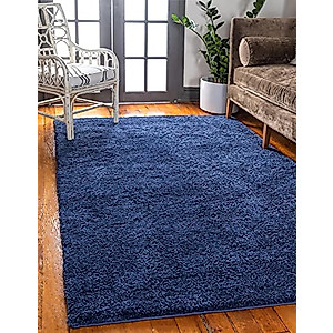 Unique Loom Solo Collection Area Rug - Calabasas (4' 1" x 6' 1" Rectangle, Navy Blue)