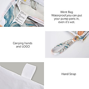 V-COOOL Breast Pump Bag Backpack for Work Mom (Gray) and Breast Pump Parts Wet Bag(Leaves)