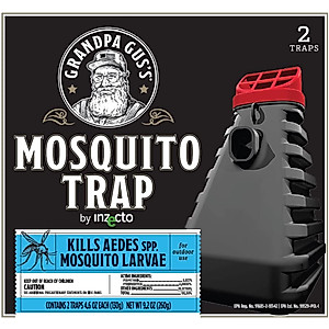 Grandpa Gus's Outdoor Mosquito Trap, Water-Activated Insecticide-Texturized Mosquito Larvae Killer, Protects up to 1500 sq ft (Pack of 2)