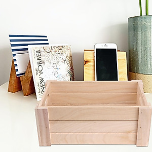 GANAZONO Wood Nesting Storage Crates with Handle Rustic Decorative Wood Crates Farmhouse Basket Distressed Storage Container Bin for Desk Sundries Display Decoration Medium