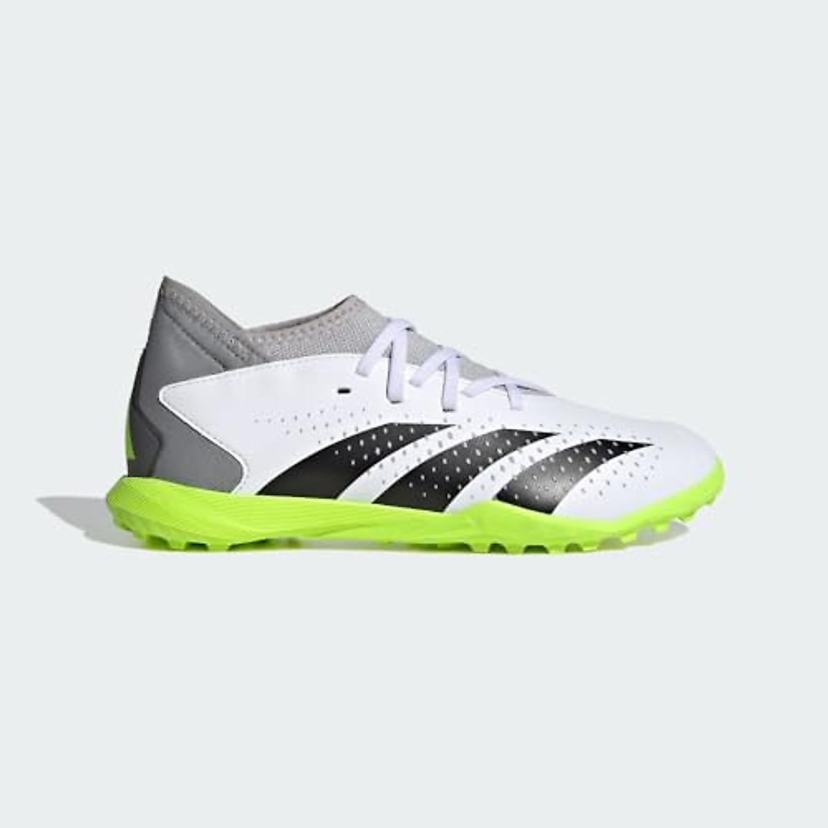 adidas Predator Accuracy.3 Turf Sneaker, White/Core Black/Lucid Lemon, 2 US Unisex Little Kid