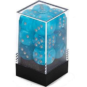 Gemini Dice Block | Set of 12 Size D6 Dice Designed for Board Games, Roleplaying Games and Miniature Games | Premium Quality 16 mm Dice | Luminary Blue and Light Blue Color | Made by Chessex