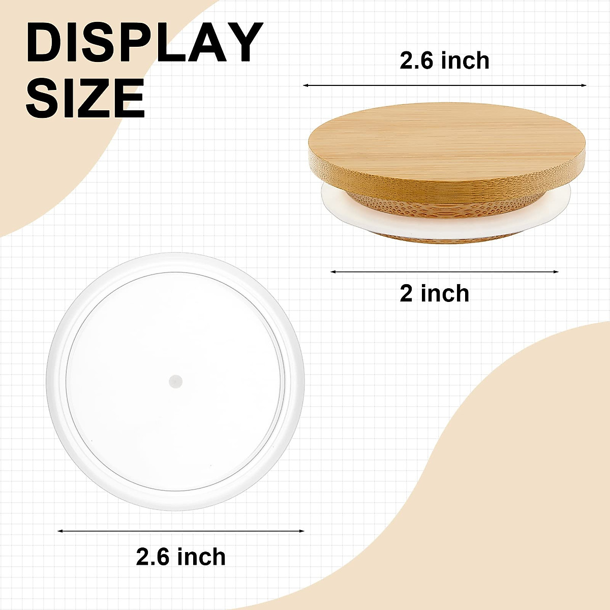 Tessco 40 Pcs Yogurt Jar Lids Set 20 Bamboo Lids with Silicone Sealing Rings 20 Pcs Plastic Yogurt Container Lids Clear Food Storage Replacement Lids Covers Compatible with Oui Yogurt Jars