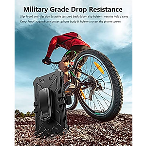 FNTCASE for iPhone 14Plus Phone Case: Rugged Protective Belt Clip Holster Heavy Duty with Built in Kickstand - 360 Protection Shockproof Cover for Apple iPhone 14 Plus Cases, 6.7inch (Matte Black)