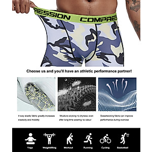 Holure Men's 3 Pack Sport Compression Shorts Mens Yoga Shorts Workout Running,Brown,Blue,Green,Camo,02-XL