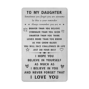SOUSYOKYO To My Daughter Christmas Card, I Love You Daughter Gift, Unique Birthday Gift for Daughter Girl, Personalized Daughter Graduation Card, Merry Christmas Stuff for Daughter from Mom or Dad