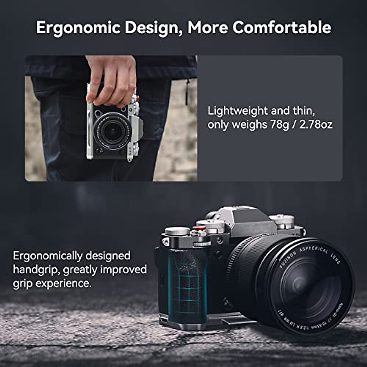 SmallRig X-T5 Handgrip L-Shape Grip for FUJIFILM X-T5 Camera, Built-in Quick Release Plate for Arca, Silicone Side Handle, Shutter Button, Lightweight and Comfort - 4136