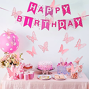 120 Pcs 3D Butterfly Wall Decor Mural Stickers Decals 3 Styles Butterfly Wall Decoration Decals for Baby Room Home Wedding Party DIY Decor(Pink)