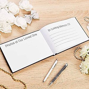 Black Funeral Guest Book for Memorial Service with 130 Pages, Gold Foil In Loving Memory Cover (8 x 6 In)