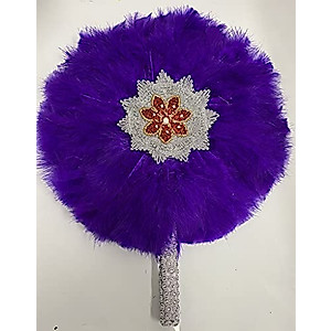 Msbfea Hand Feather Fan Handmade Luxurious African Dance Lace Feather Fans for Wedding Party Gift Top Wedding Decoration Color 425