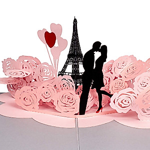Paper Love Valentines Day Pop Up Card, Eiffel Tower, 3D Popup Greeting Cards, For Wedding, Anniversary, Valentine’s Day, Love, Romance, Birthday, All Occasion
