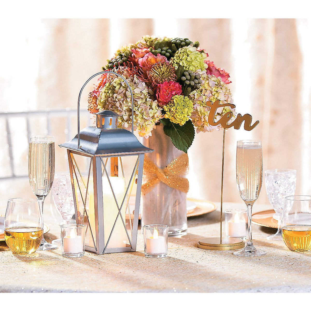 Fun Express Wood Cursive Table Numbers (Gold Set of 1-24) Wooden Calligraphy style for Wedding and Party Events