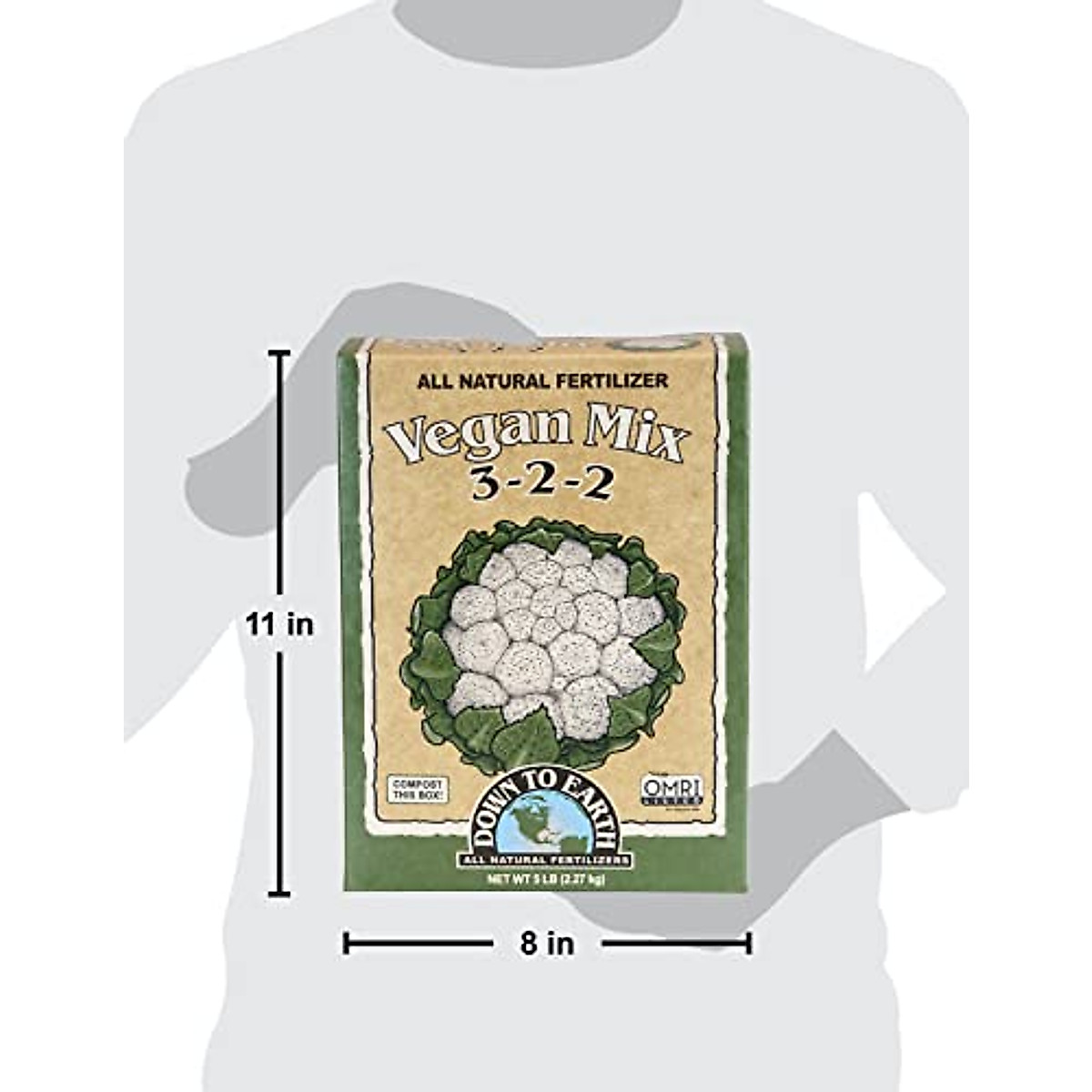 Down to Earth Organic Vegan Fertilizer Mix 3-2-2, 5 lb