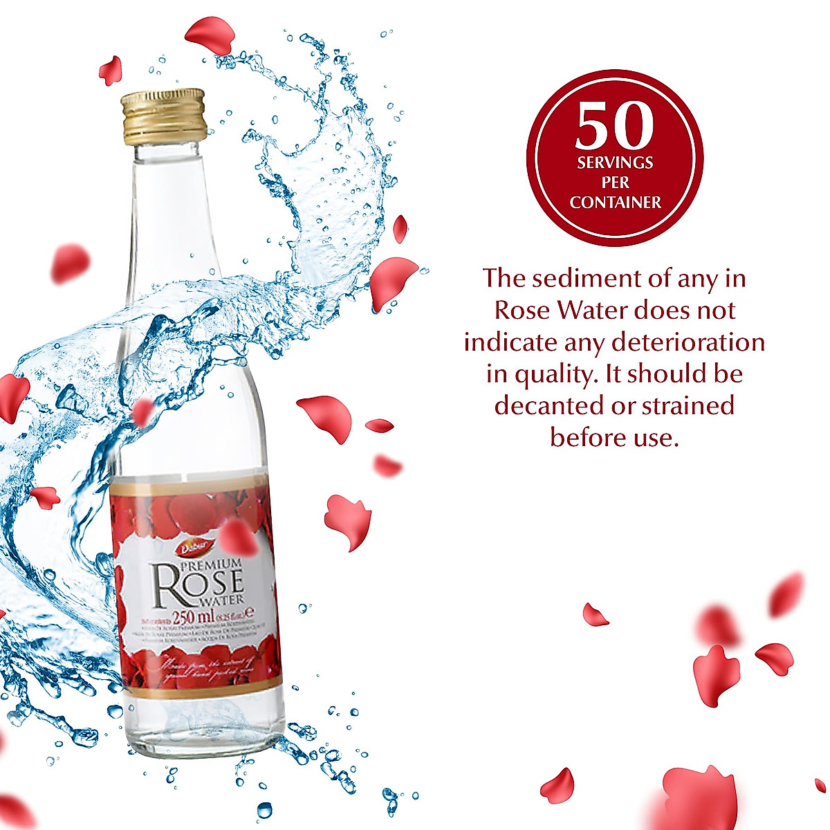 Dabur Rose Water - Elevate Your Culinary Artistry & Unveil Glowing Skin w/Handpicked Red Roses - Aromatic Elixir Perfect for Enhancing the Flavors of Your Dishes & Reveals Your Beauty - 250ML