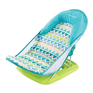 Summer Deluxe Baby Bather (Triangle Stripes) – Bath Support for Use in the Sink or Bathtub – Includes 3 Reclining Positions