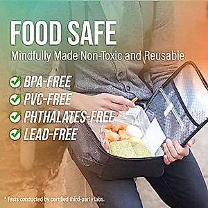 MAZFORCE Original Lunch Bag Insulated Lunch Box - Food Safe Durable Lunchbox for Men - BPA Free Small Reusable Lunch Bags for Adults, Teens, Boys, Women (Dark Gray)