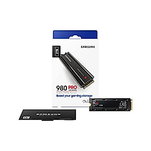 SAMSUNG 980 PRO SSD with Heatsink 2TB PCIe Gen 4 NVMe M.2 Internal Solid State Hard Drive, Heat Control, Max Speed, PS5 Compatible, MZ-V8P1T0CW