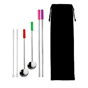 Straw Carrying Case, Straw Pouch, Safety and Reusable Straw Case, Travel Bag for Drinking Straws/Utensil/Chopsticks (9.6 x 3 Inch)