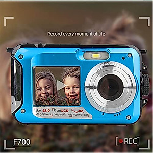 TOUMENY Waterproof Digital Camera, Full Hd 2.7K 48Mp16X Digital Zoom Video Recorder, Self-Timer Dual Screen