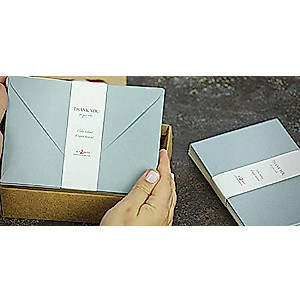 (36 Pack) Thank You Cards With Envelopes & Stickers - Elegant Dusty Blue Emboss Gold Foil Pressed - Blank Notes Wedding, Bridal, Baby Shower, Business and Formal All Occasion Cards (Dusty Blue)