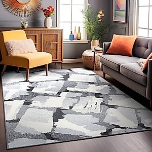 Rugshop Contemporary Abstract Design Soft Area Rug 5' x 7' Gray