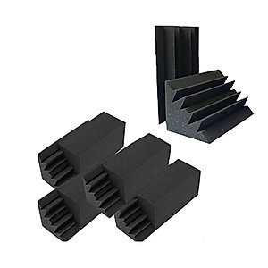 Burdurry New 8 Pack of 4.6 in X 4.6 in X 9.5 in Black Soundproofing Insulation Bass Trap Acoustic Wall Foam Padding Studio Foam Tiles (8PCS, Black)