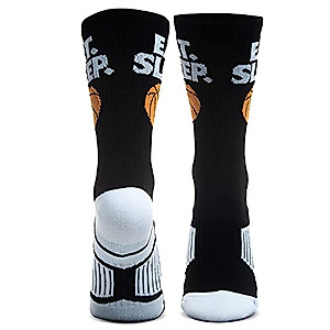 ChalkTalkSPORTS Basketball Adult Athletic Mid-Calf Woven Socks | Eat Sleep Basketball | Black