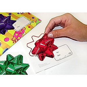 Gadjit Holiday Bow Stickers (Pack of 30 Bows)- 3D Image Stickers That Look Like Poly Bows with Tags, Bows Won't Crush Like Poly Bows, Great for Shipping Gifts