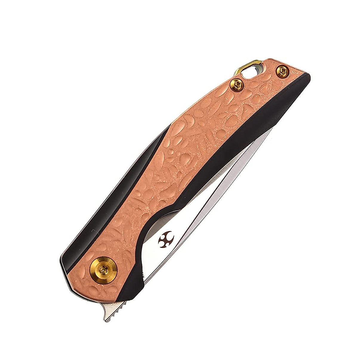 KANSEPT Pocket Knife Mini Accipiter, CPM-S35VN 6.73in Front Flipper Pocket Knives with 2.95in Drop Point Blade and Copper and Titanium Handle, Camping Hunting,EDC Tactical Knives K2007A3