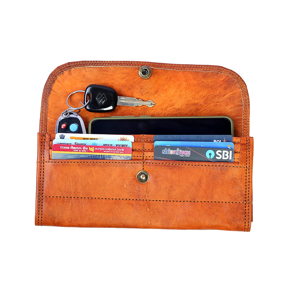 We Mitra Leather Women Purse Flap Wallet Clutch Brown Vintage Stylish