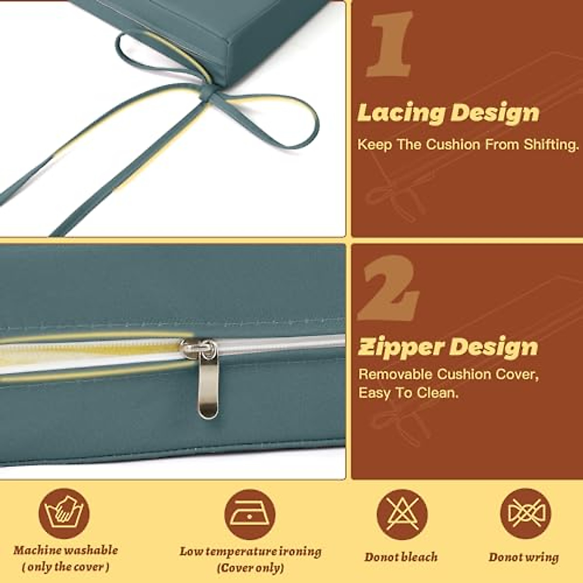 Bench Cushions.36x14 Inches Spill-Resistant Bench Cushion Is Suitable for Patio Benches, Patio Sofas, Garden Benches. Comes with 2 Tie Straps for Easy Removal for Cleaning. (36x14x2.5, Anthracite)