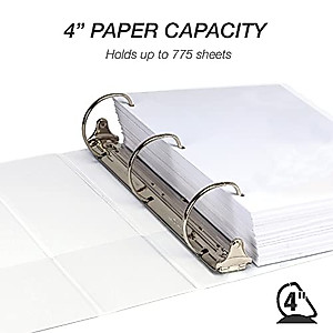 Samsill Durable 4 Inch Binder, Made in The USA, Locking D Ring Customizable Clear View Binder, White, 2 Pack, Each Holds 700 Pages